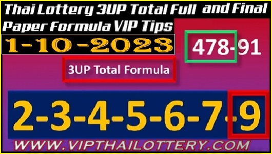 Thai Lottery Total Formula Vip Tips Full and Final Paper 01-10-2023